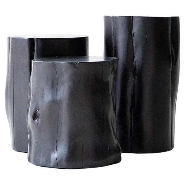 Modern Side Table / 13” Diameter Black Stump For Sale at 1stDibs