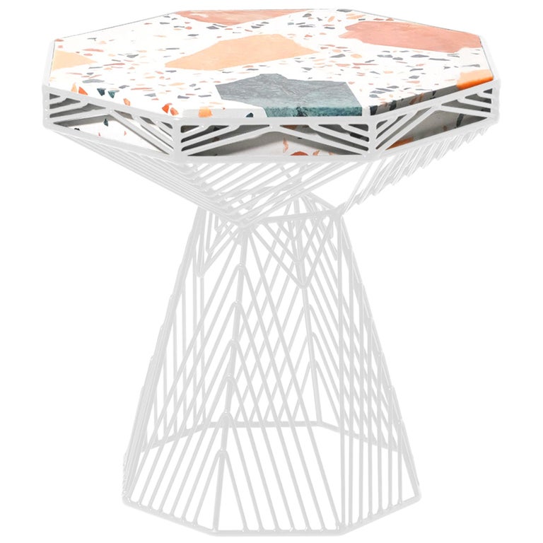 Modern Side Table, Terrazzo Wire Table in White, Switch Table For Sale ...