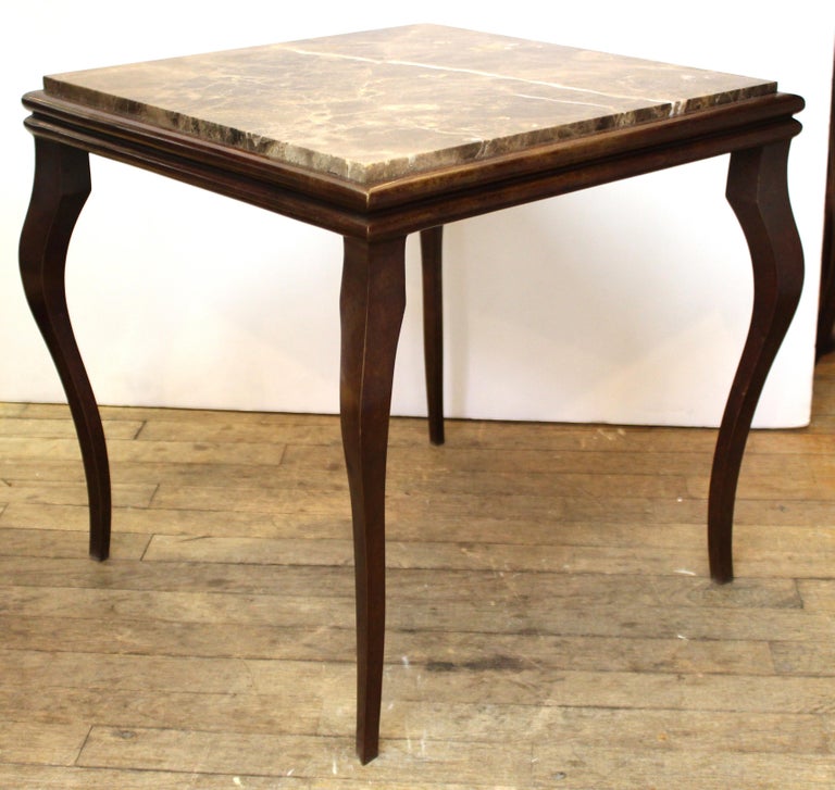 Modern Side Table with Cabriole Legs and Marble Top For Sale at 1stDibs