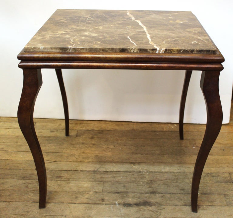 Modern Side Table with Cabriole Legs and Marble Top For Sale at 1stDibs