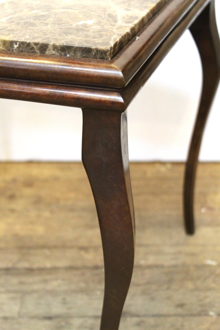 Modern Side Table with Cabriole Legs and Marble Top For Sale at 1stDibs