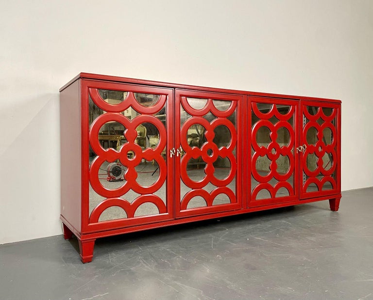 Modern Sideboard, Dresser or Chest, Red Lacquered, Mirrored For Sale at ...