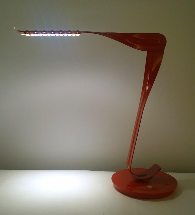 Modern Signed Herman Miller Red and Black "Leaf" LED Desk Lamp by Yves ...