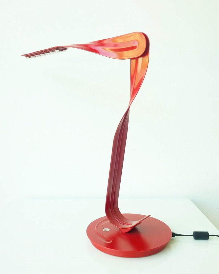 Modern Signed Herman Miller Red and Black "Leaf" LED Desk Lamp by Yves ...