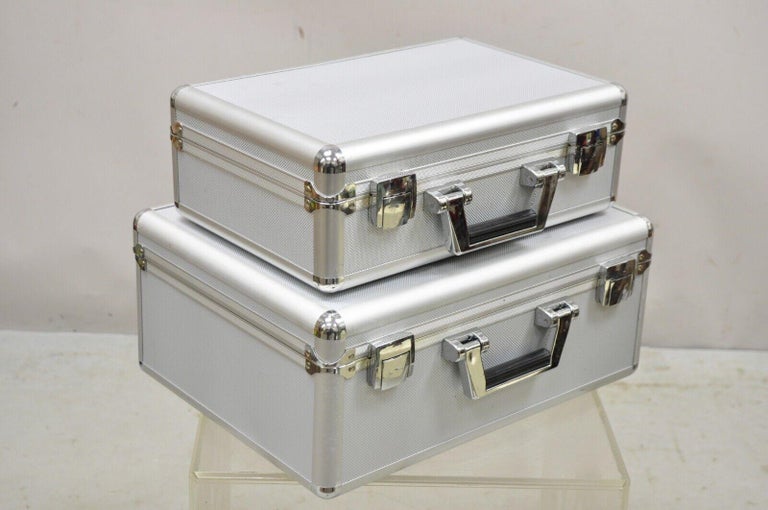 Modern Silver Aluminum Metal Storage Box Briefcase Carry Bag For Sale ...