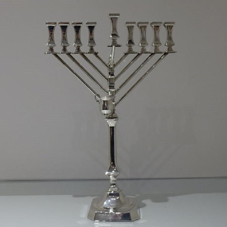 Modern Silver Israeli Menorah Hazorfim For Sale at 1stDibs