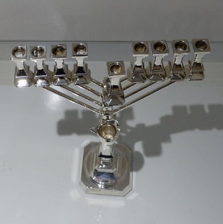 Modern Silver Israeli Menorah Hazorfim For Sale at 1stDibs