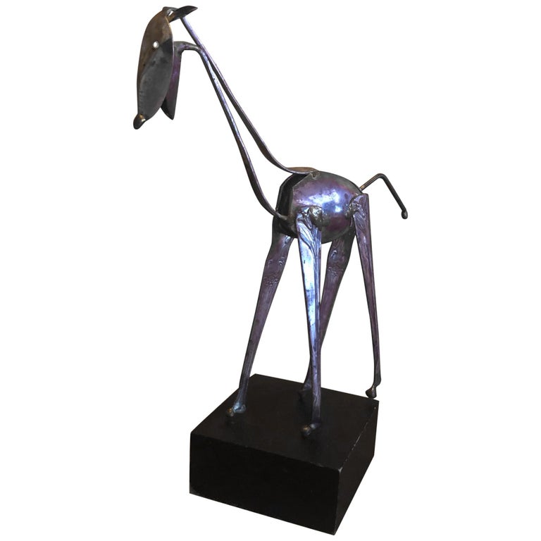 Modern Silver Plate Spoon Giraffe Sculpture by Raul Zuniga for Casa Del ...
