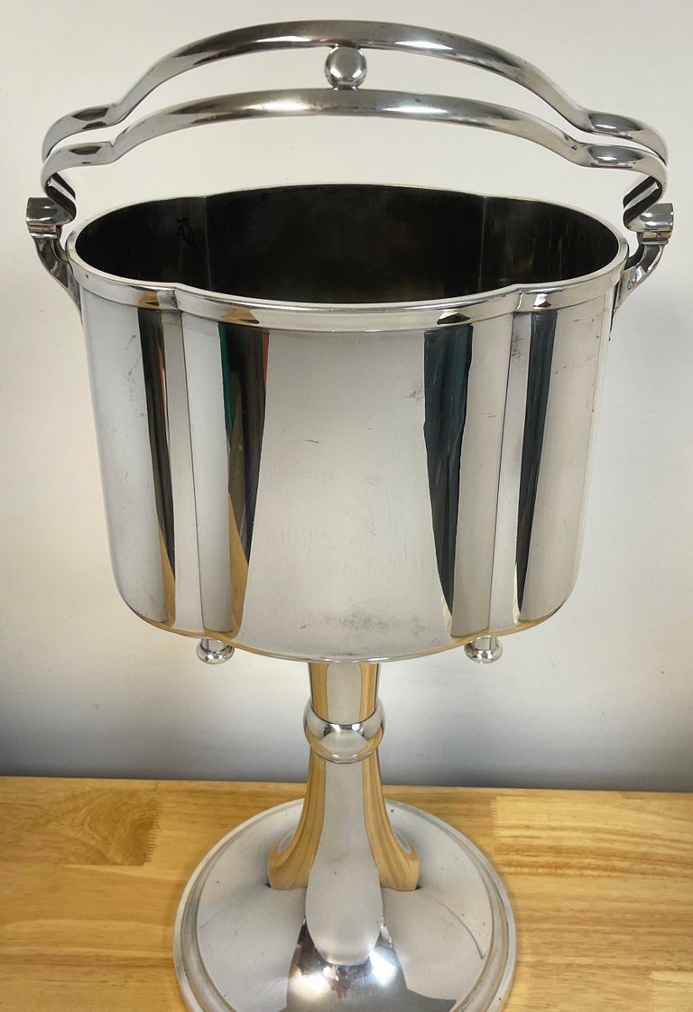 Modern Silver Plated Standing Double Champagne Bucket For Sale at 1stDibs