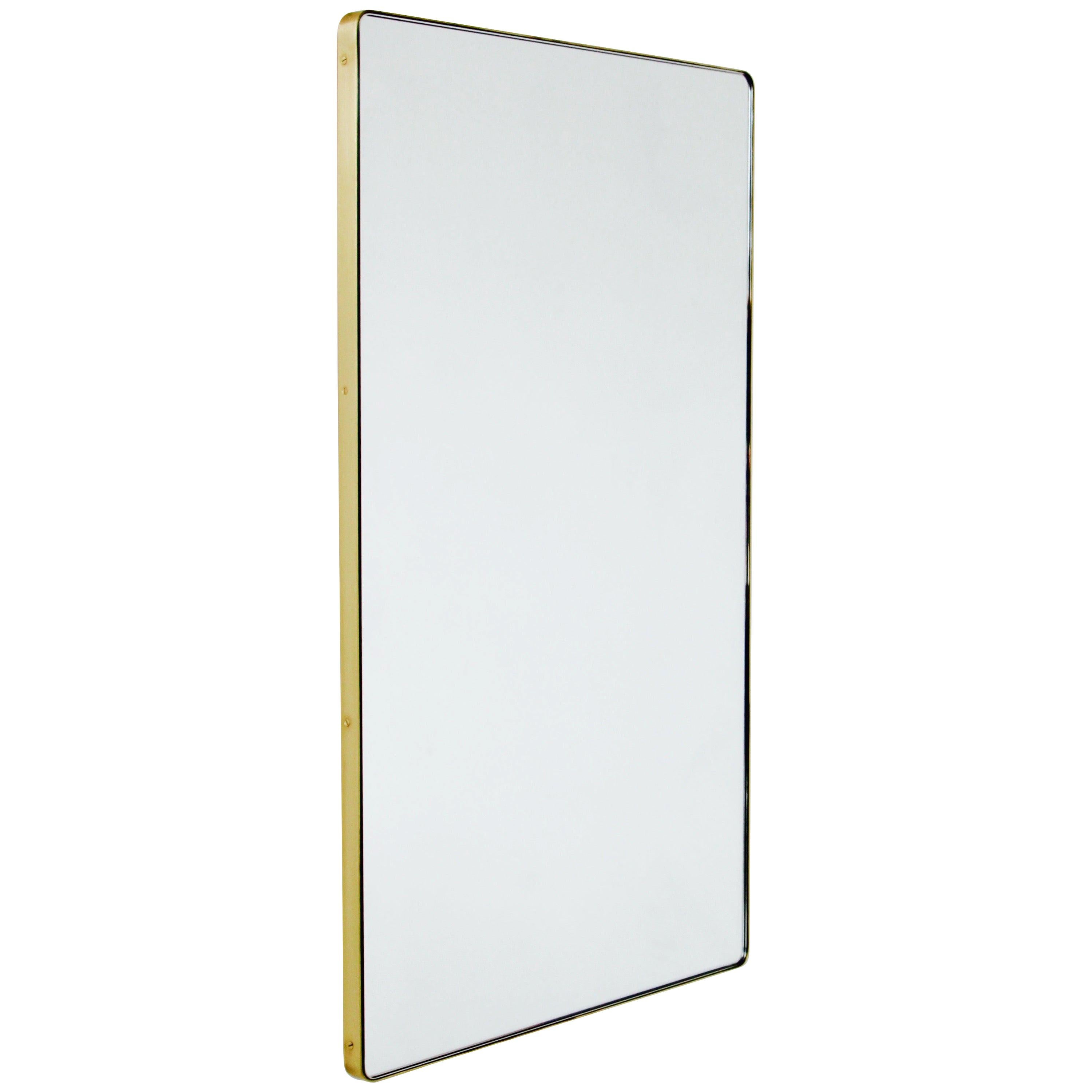 Quadris™ Rectangular Elegant Mirror with Brass Frame at 1stDibs