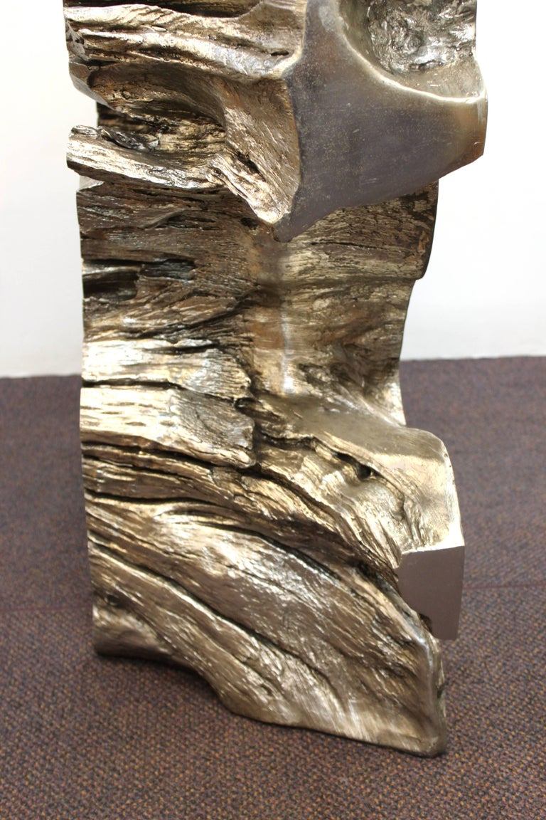 Modern Silvered Cast Resin Tree Trunk Console For Sale at 1stDibs