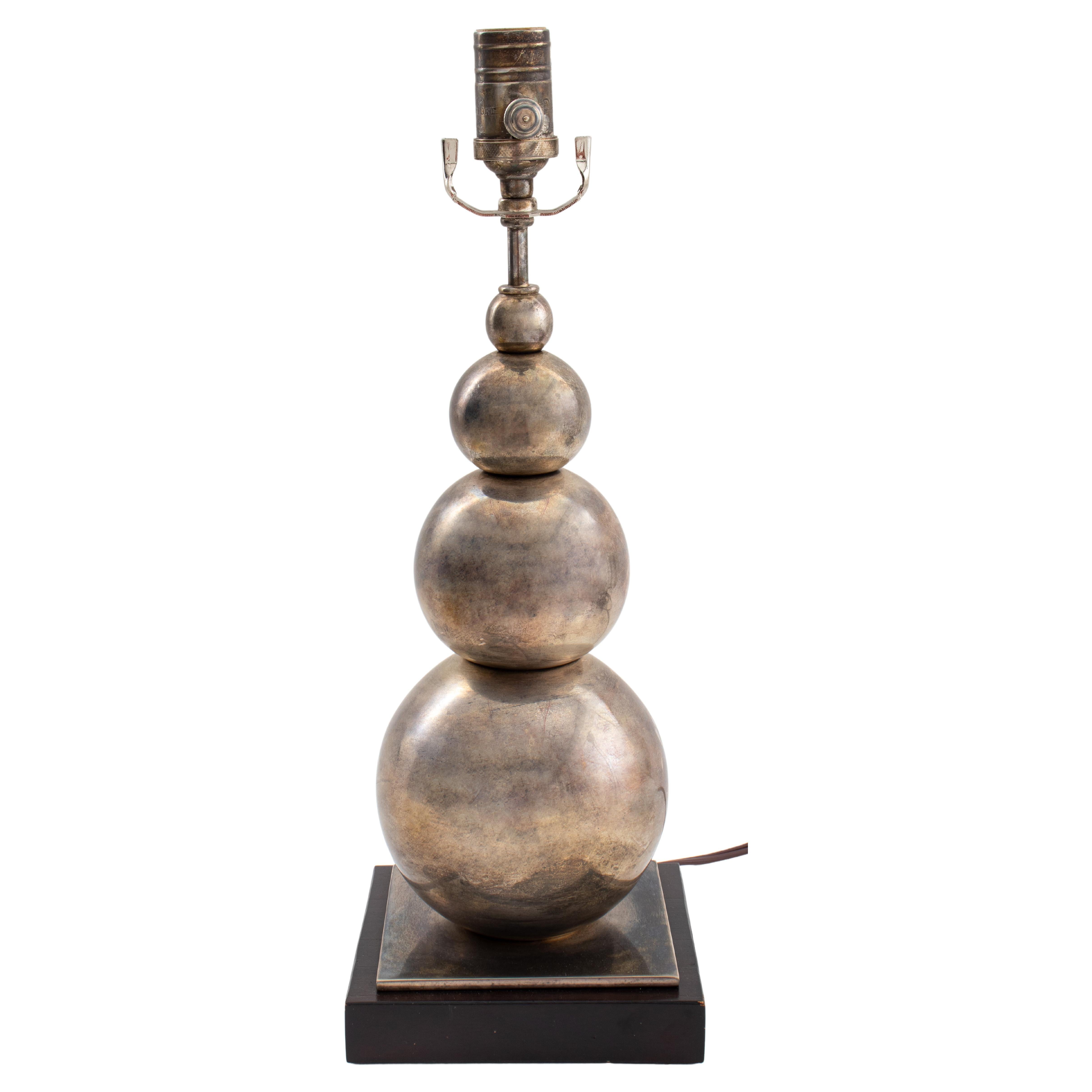 Stacked Sphere Walnut Table Lamps For Sale at 1stDibs