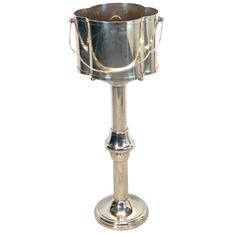 Modern Silver Plated Double Champagne Bucket and Stand at 1stDibs