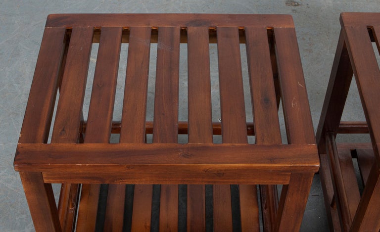 Modern Slatted Wood Side Tables, 2 For Sale at 1stDibs