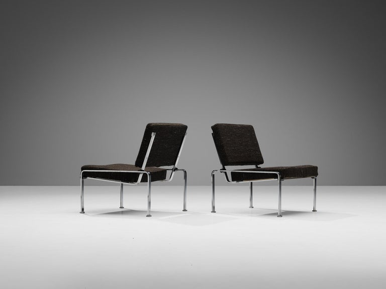 Modern Sleek Easy Chairs in Chrome-Plated Steel For Sale at 1stDibs