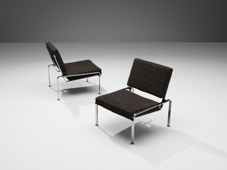 Modern Sleek Easy Chairs in Chrome-Plated Steel For Sale at 1stDibs