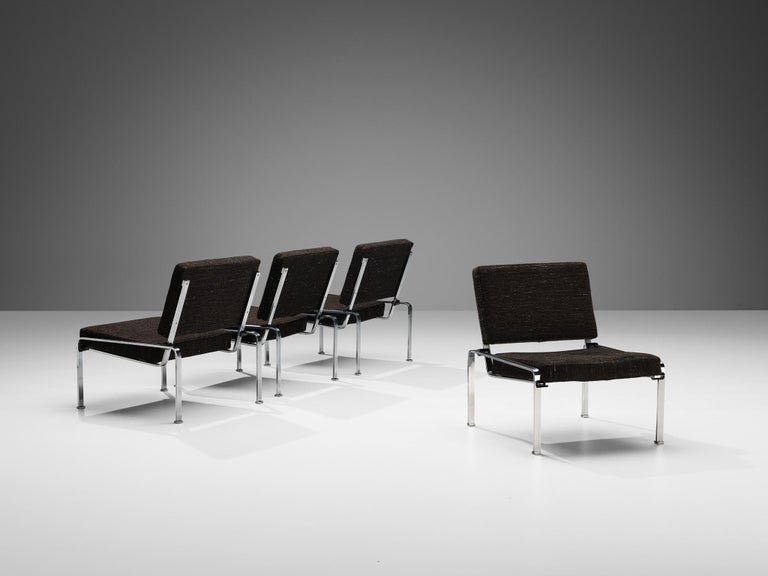 Modern Sleek Easy Chairs in Chrome-Plated Steel For Sale at 1stDibs
