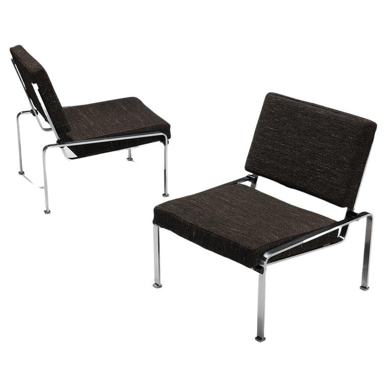 Modern Sleek Easy Chairs in Chrome-Plated Steel For Sale at 1stDibs