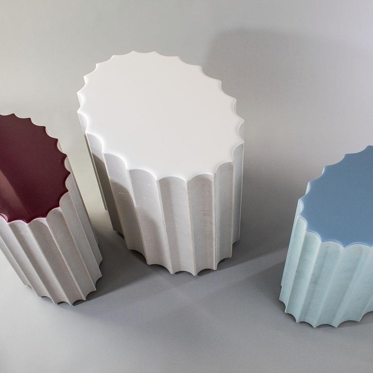 Modern Small Blush-Pink and Black ION Fluted Oval Glass and Resin Side ...