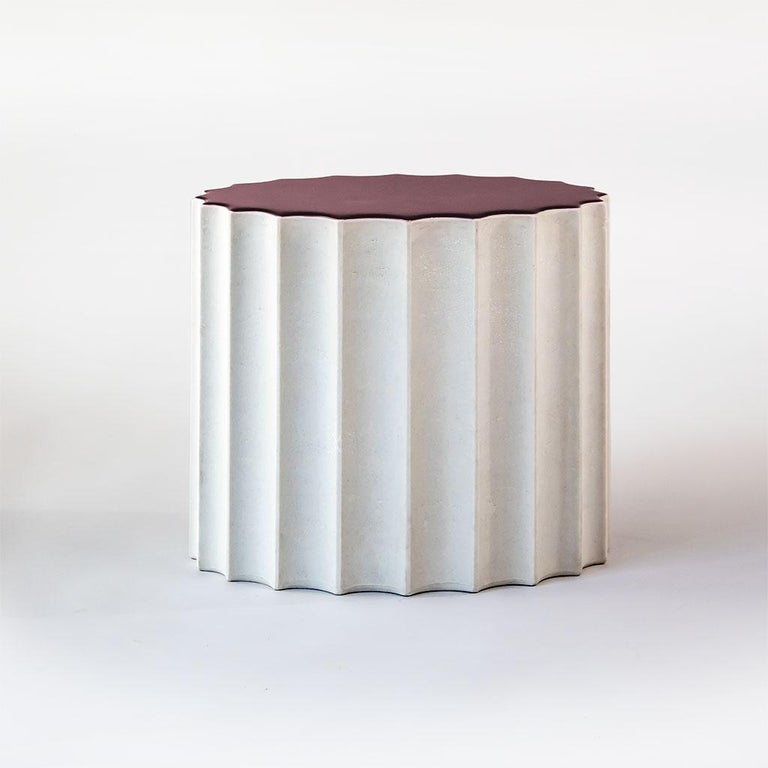 Modern Small Blush-Pink and Black ION Fluted Oval Glass and Resin Side ...