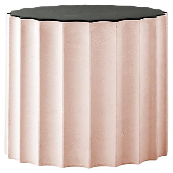 Modern Small Blush-Pink and Oxblood Ion Fluted Oval Glass and Resin ...