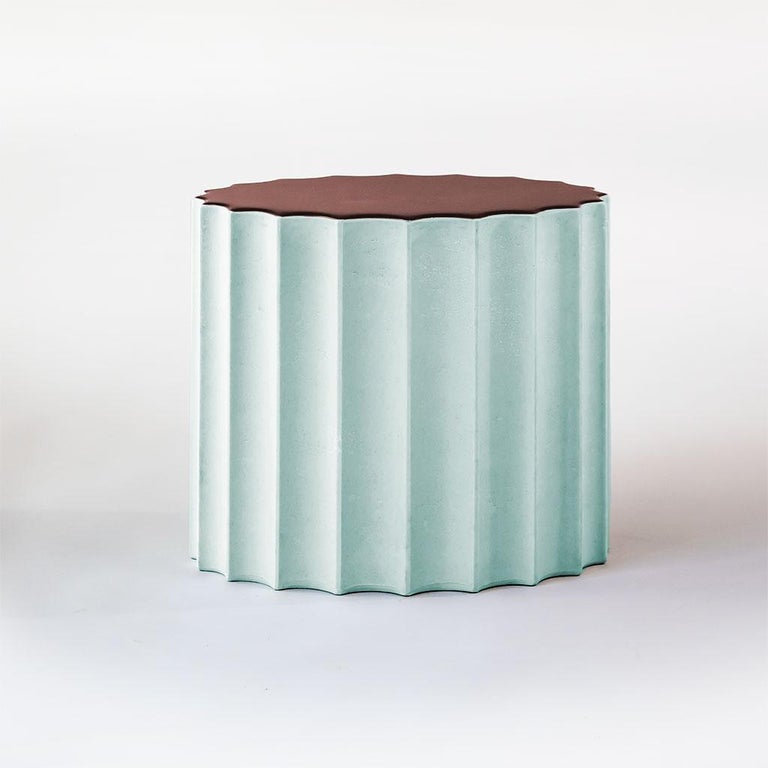 Modern Small Blush-Pink and Oxblood Ion Fluted Oval Glass and Resin ...
