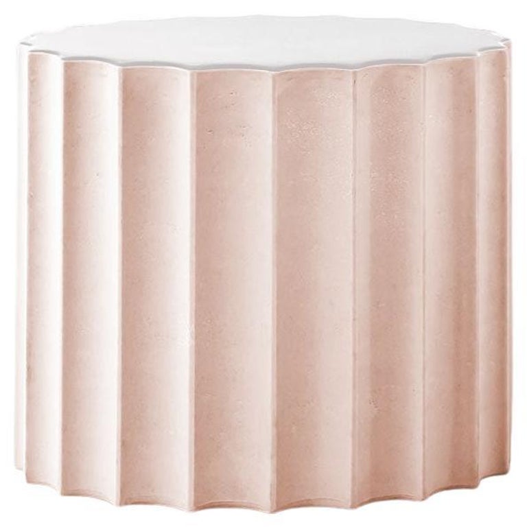 Modern Small Blush-Pink and White ION Fluted Oval Glass and Resin Side ...