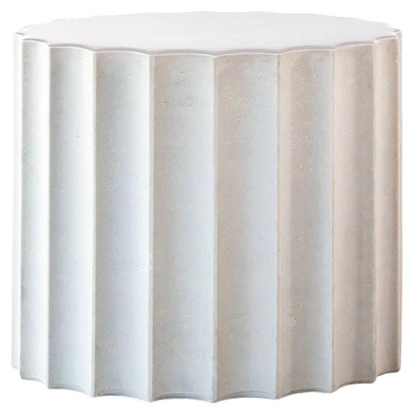 Modern Small Off-White and Oxblood ION Fluted Oval Glass and Resin Side ...