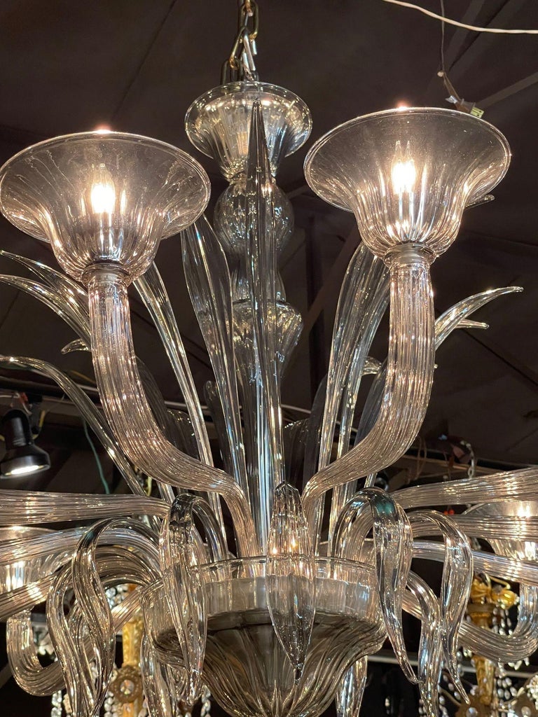 Modern Smoke Colored Murano Glass Chandelier with 12 Lights For Sale at ...