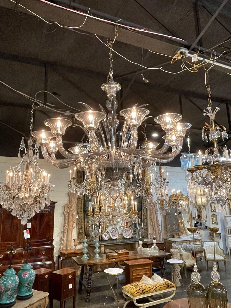 Modern Smoke Colored Murano Glass Chandelier with 12 Lights For Sale at ...