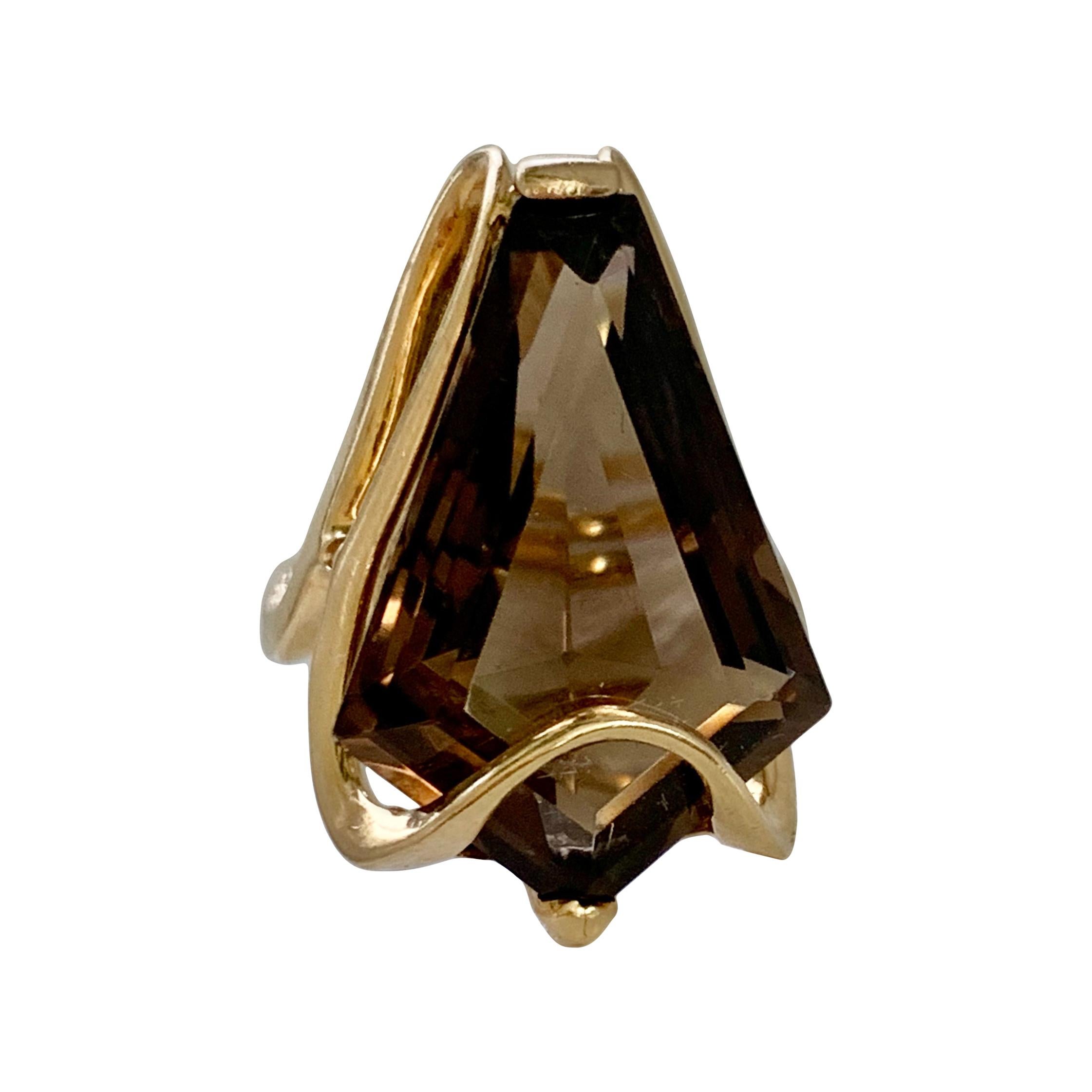 Smoky Topaz Cabochon Ring For Sale at 1stDibs