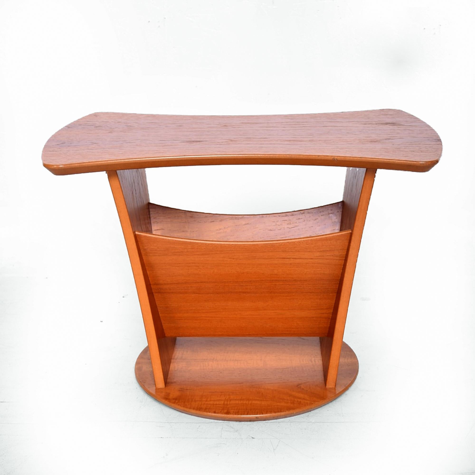 1980s Postmodern Sculptural Teak Side Table and Magazine Holder Denmark ...