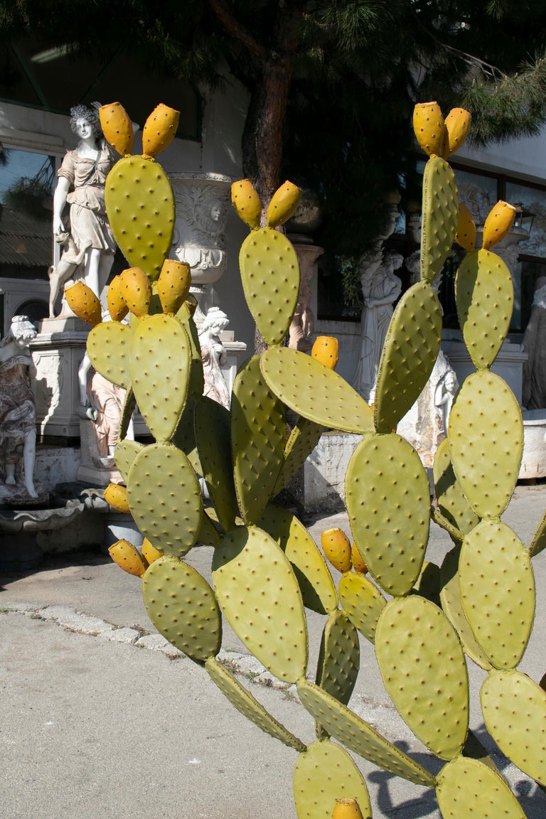 Modern Spanish Hand Painted Cactus Iron Garden Sculpture For Sale at ...