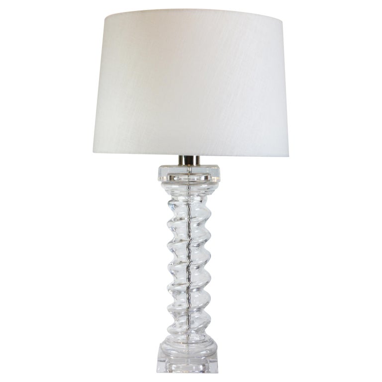 Modern Spiral Lamp in Lucite and Silver For Sale at 1stDibs