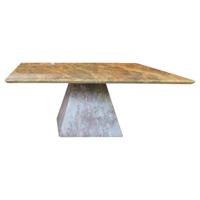 Modern Square Italian Marble Coffee Table with a Pyramid Base at 1stDibs