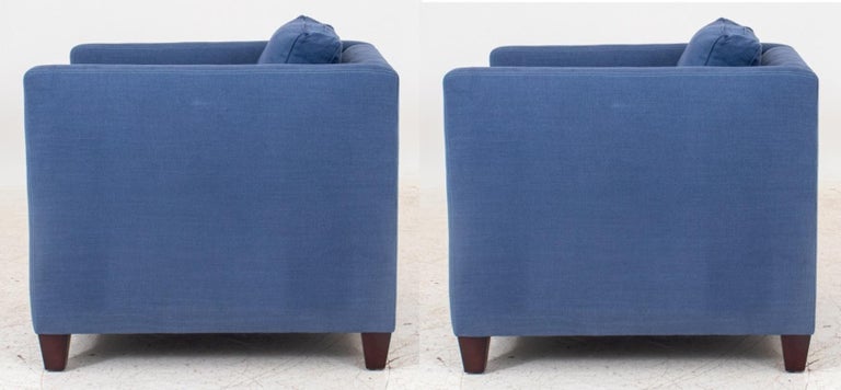 Modern Square Upholstered Arm Chairs, 2 For Sale at 1stDibs