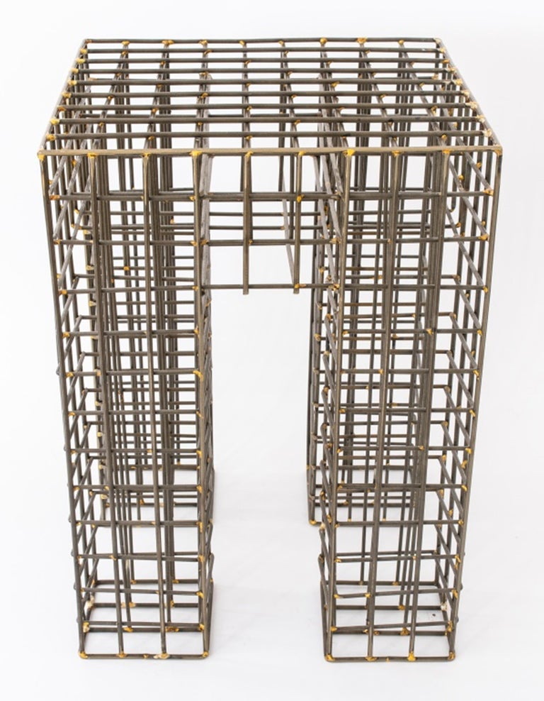 Modern Squared Metal Mesh Side Table For Sale at 1stDibs