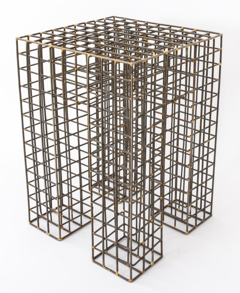 Modern Squared Metal Mesh Side Table For Sale at 1stDibs