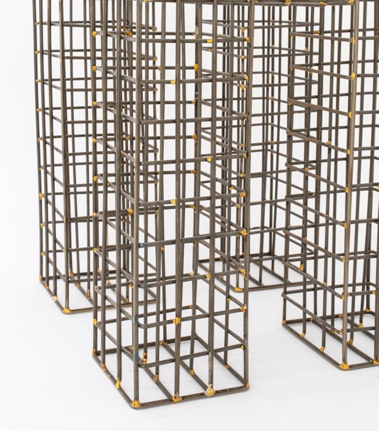 Modern Squared Metal Mesh Side Table For Sale at 1stDibs
