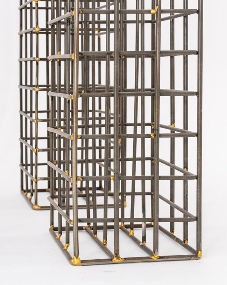 Modern Squared Metal Mesh Side Table For Sale at 1stDibs