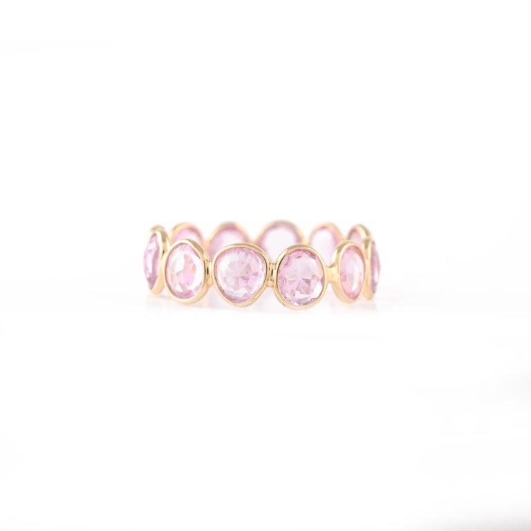Customizable Modern Stackable Pink Sapphire Eternity Band Ring in 18k ...