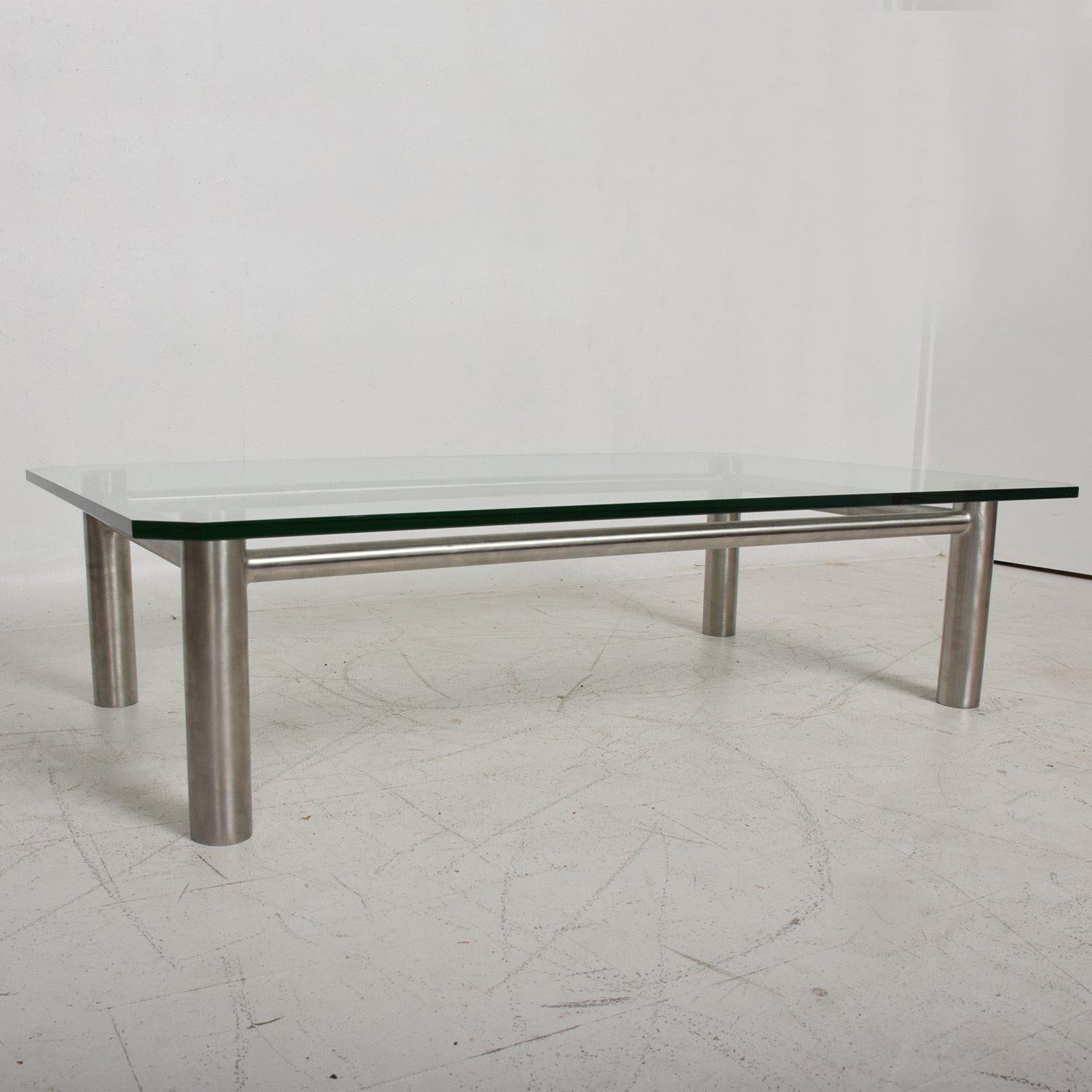 Modern Stainless Steel and Glass Coffee Table by Benchmark at 1stDibs