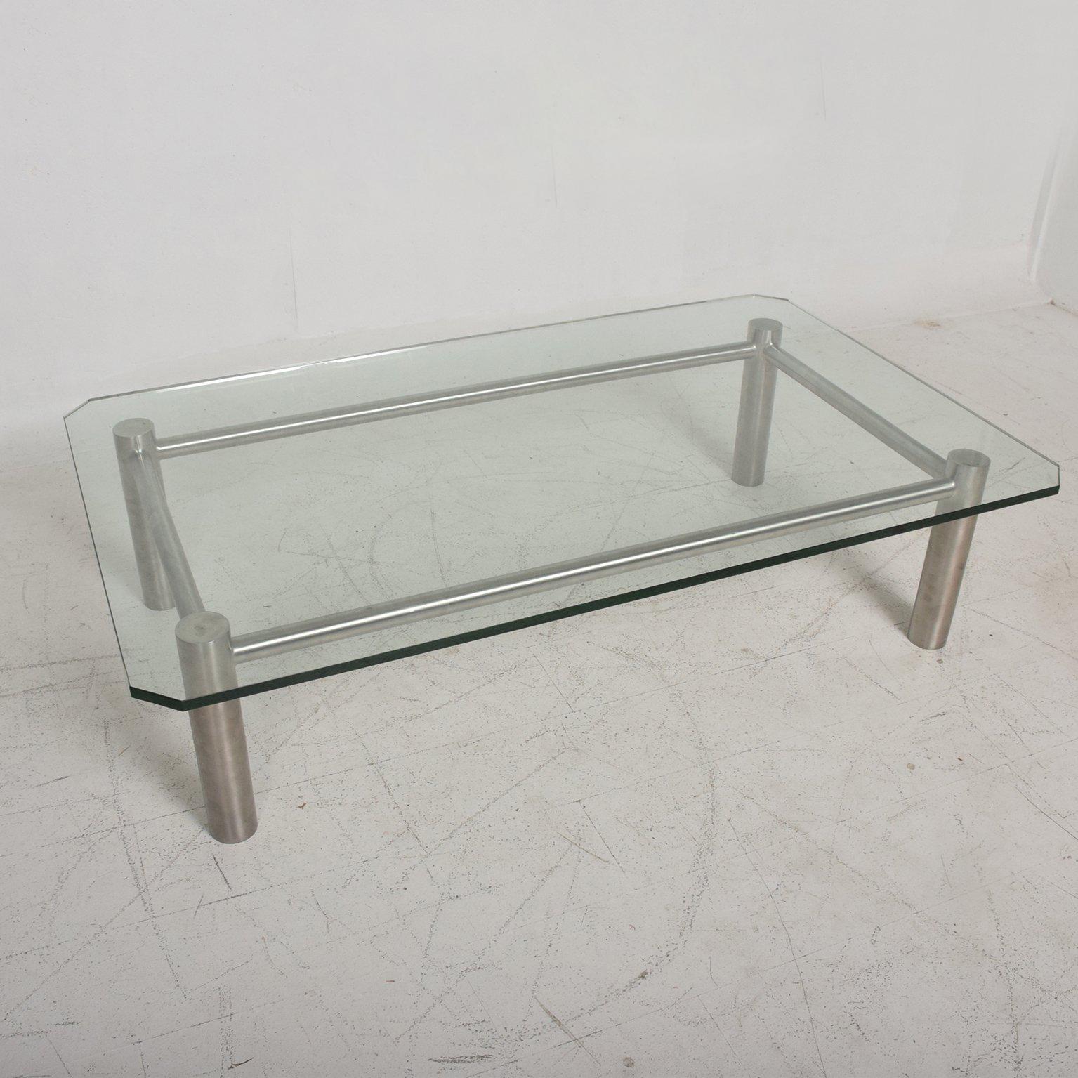 Modern Stainless Steel and Glass Coffee Table by Benchmark at 1stDibs