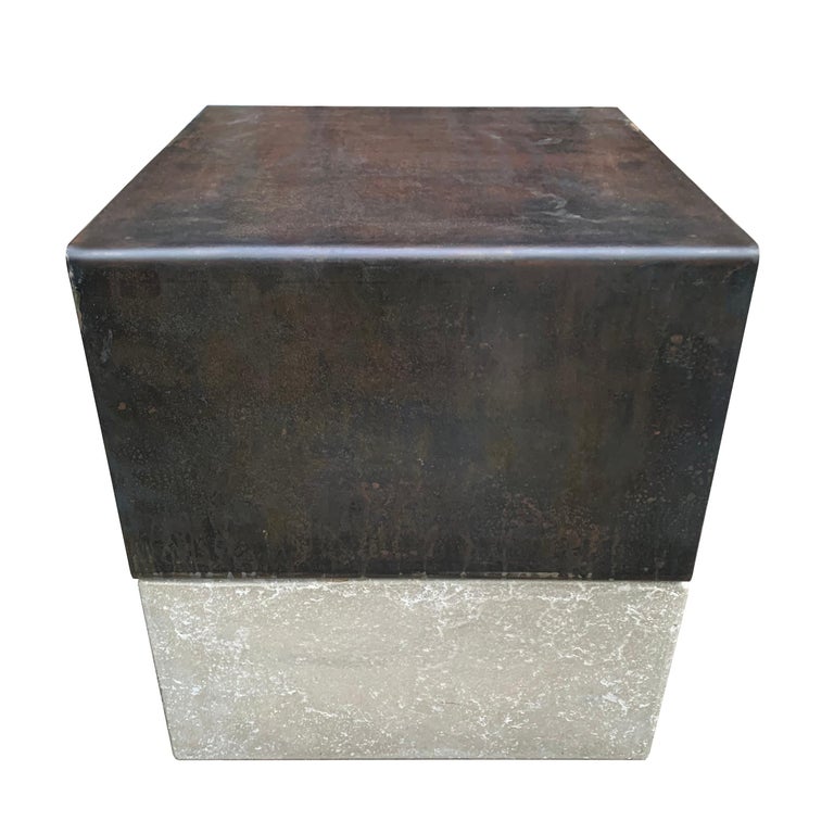 Modern Steel and Concrete Side Table at 1stDibs
