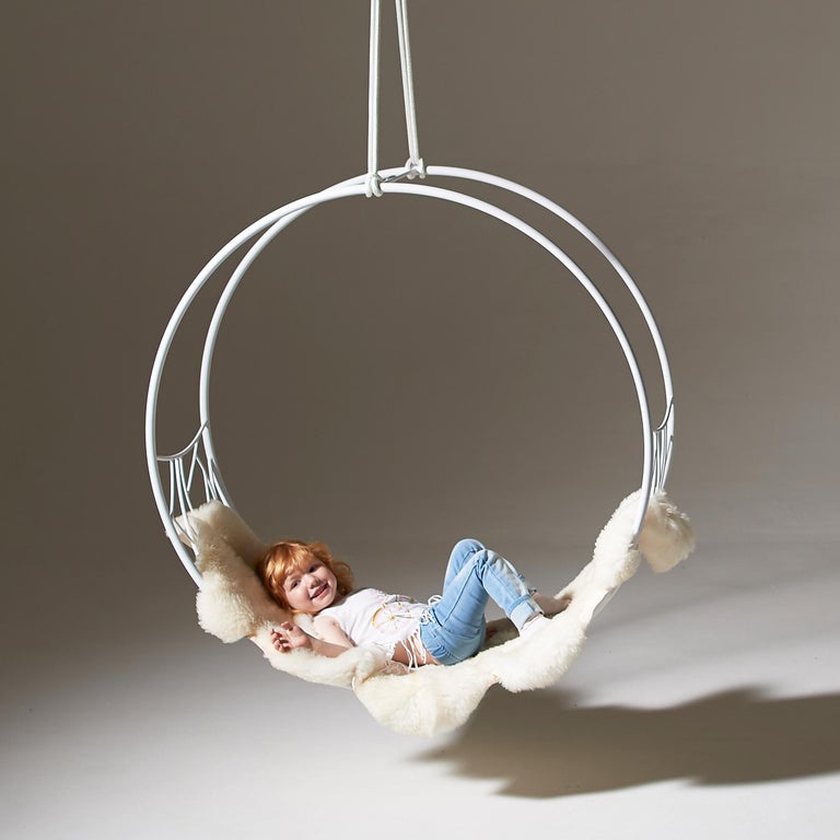 Modern, Steel, Outdoor, Hanging Wheel Chair, Circular, White, 21st ...