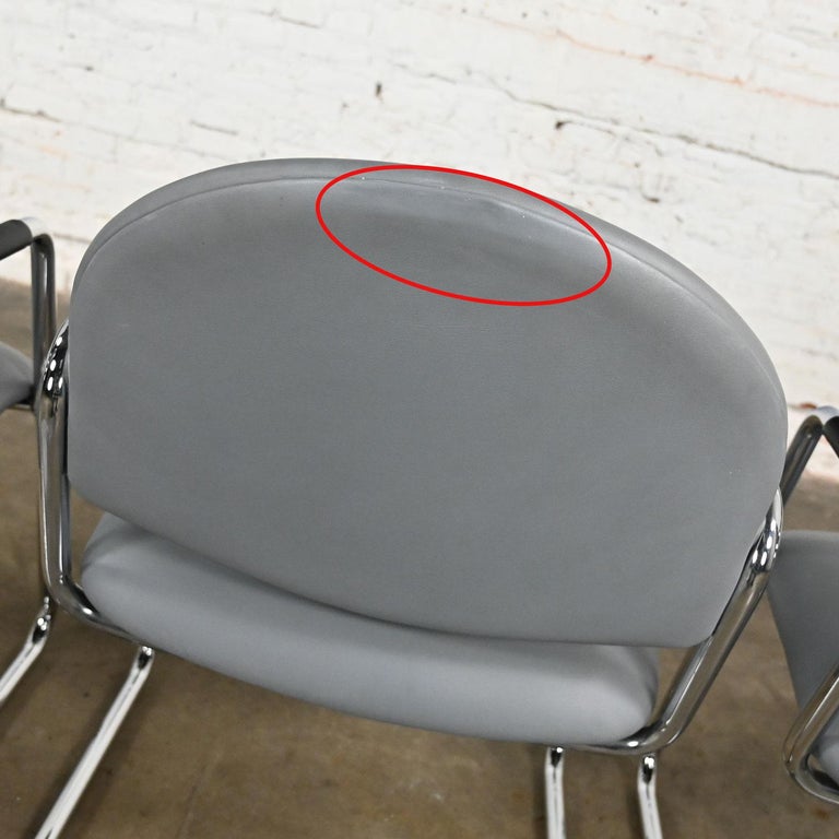 Modern Steelcase Chrome Tube Cantilever Base and Gray Faux Leather ...