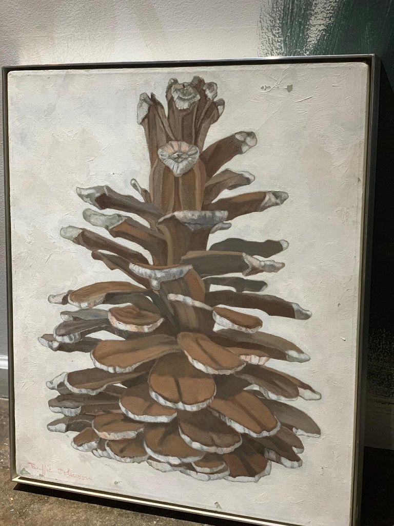 Modern Still-Life Pinecone Oil Painting Panel Buffie Johnson 1974 Plant ...