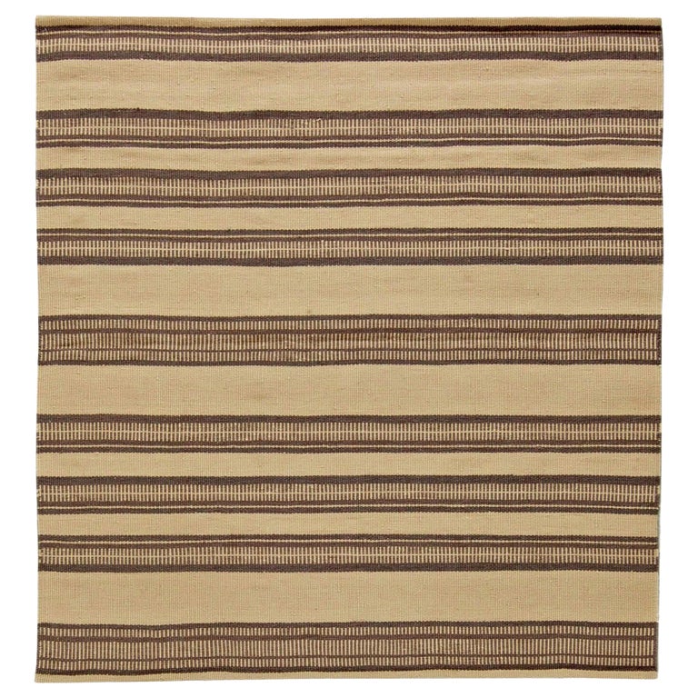 Modern Striped Beige and Brown Handmade Wool Rug by Doris Leslie Blau ...