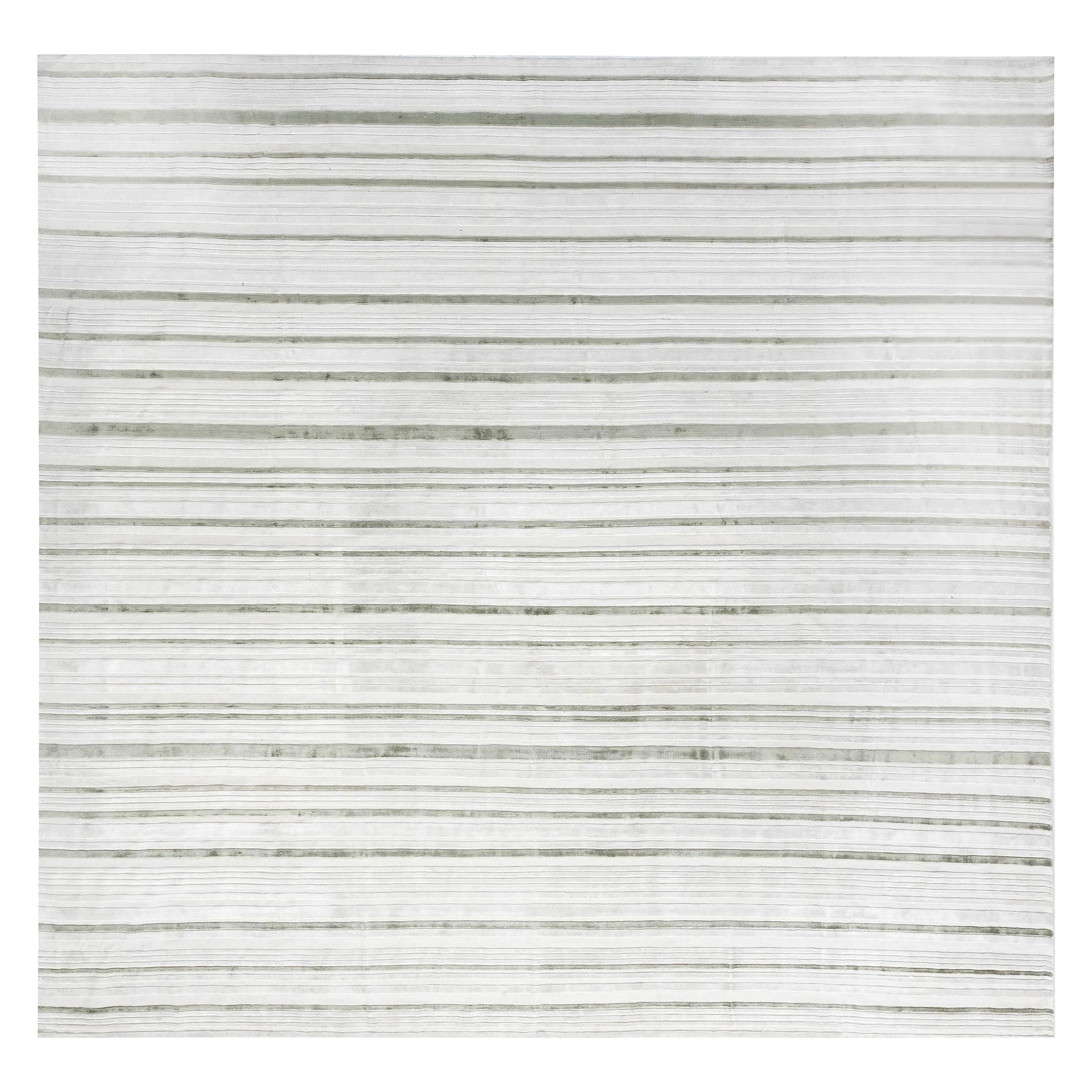 Modern Striped High-Low Flat-Weave Wool Rug by Doris Leslie Blau For ...