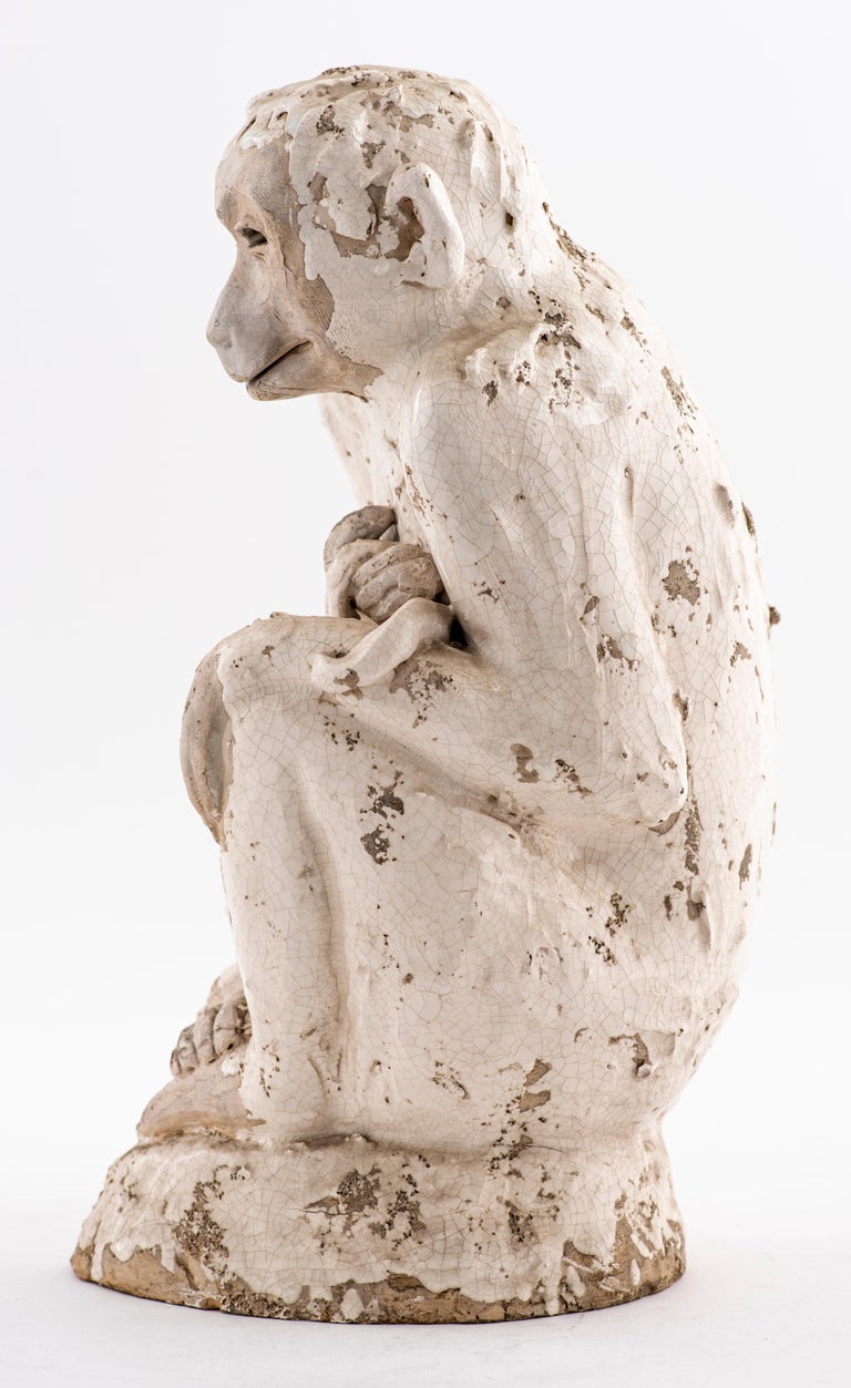 Modern Studio Art Pottery Monkey Sculpture For Sale at 1stDibs